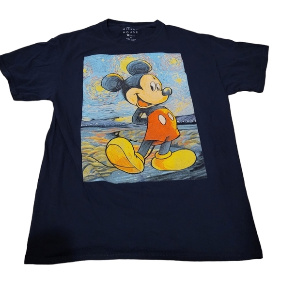 Disney | Shirts | Disney Mickey Mouse Mens Van Gogh Starry Night Sketch ...